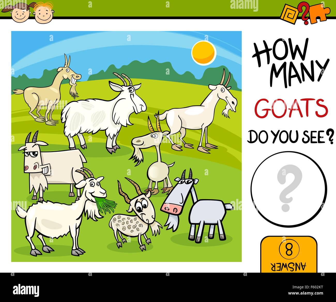 Cartoon Illustration of Kindergarten Educational Mathematical Task for ...