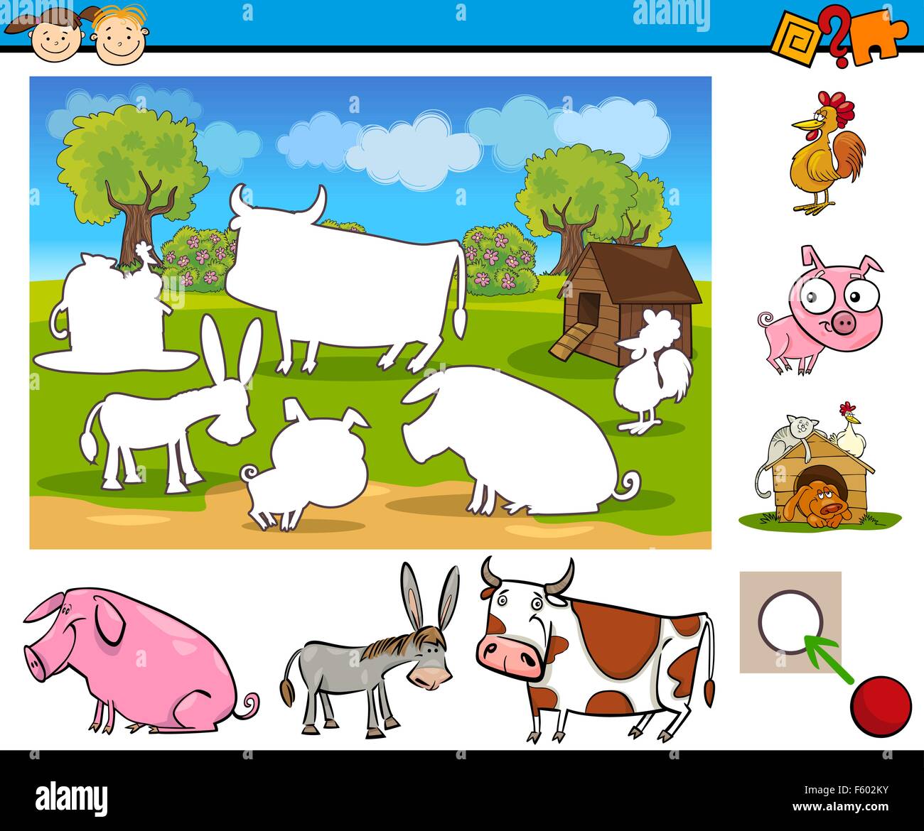 Cartoon Illustration of Educational Task for Preschool Children with ...