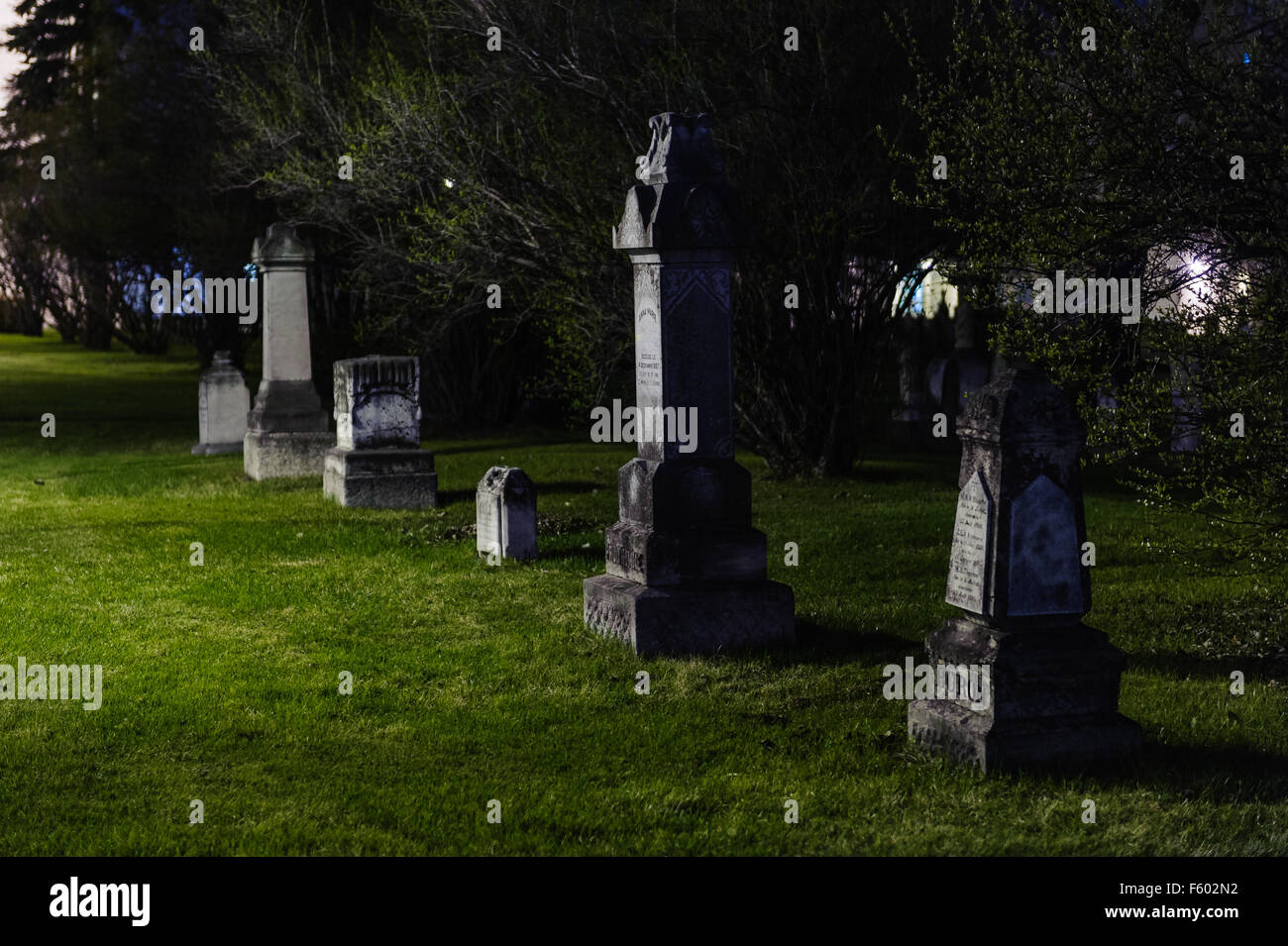 Weathered headstones in St.Boniface cemetery, Winnipeg, Canada Stock ...