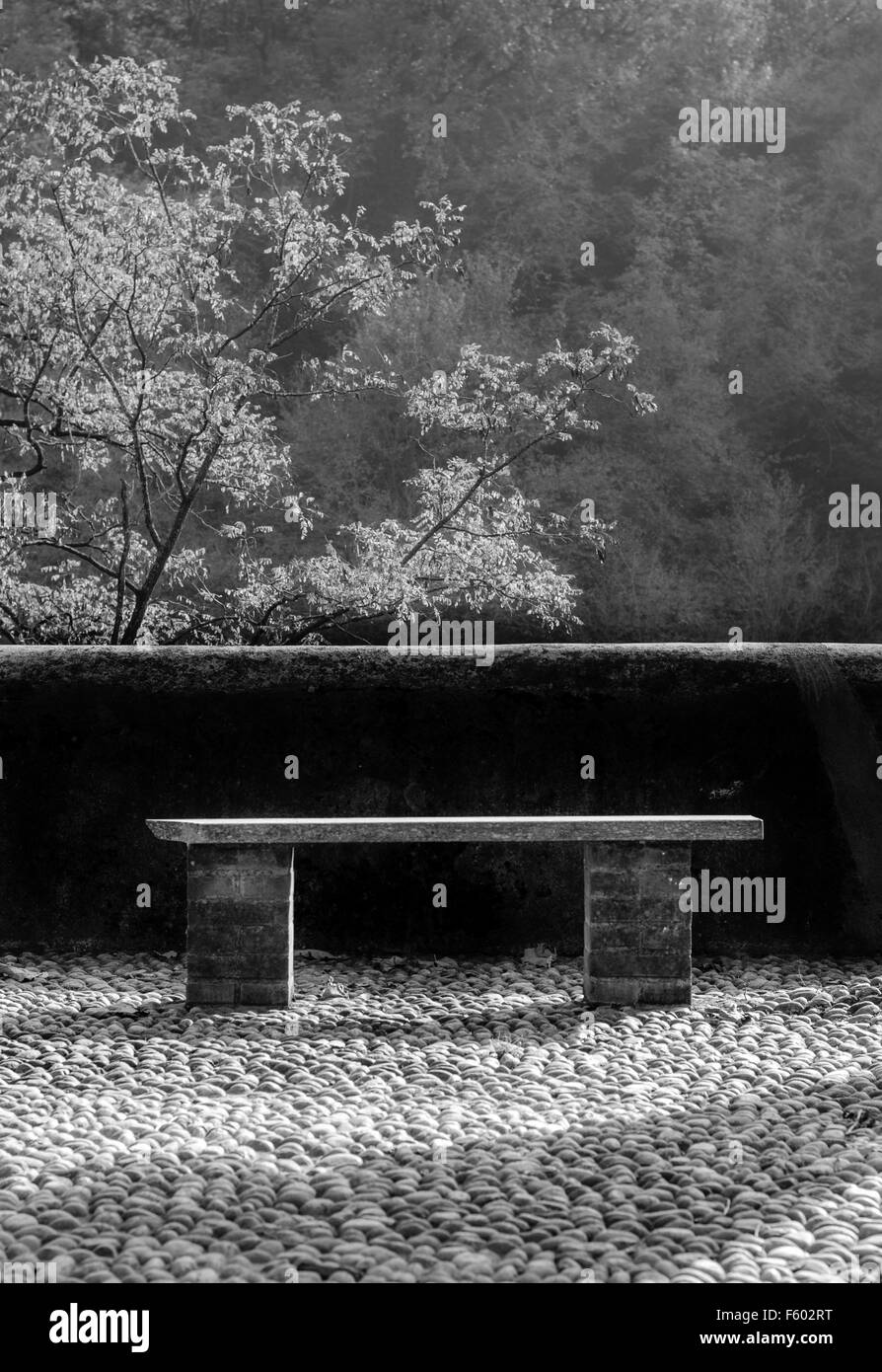 Zen bench outdoors portrait Stock Photo - Alamy