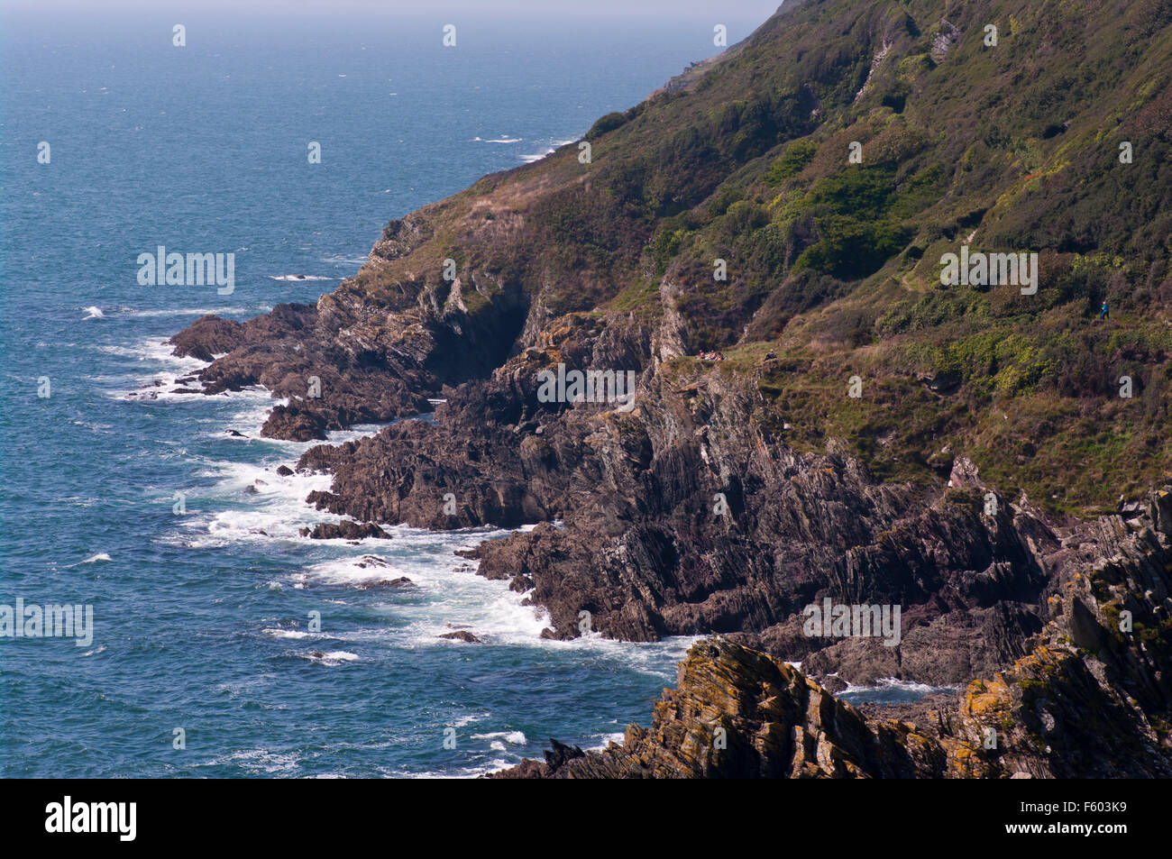 The Rugged South Cornwall Coastline Near Polperro Cornwall England UK ...