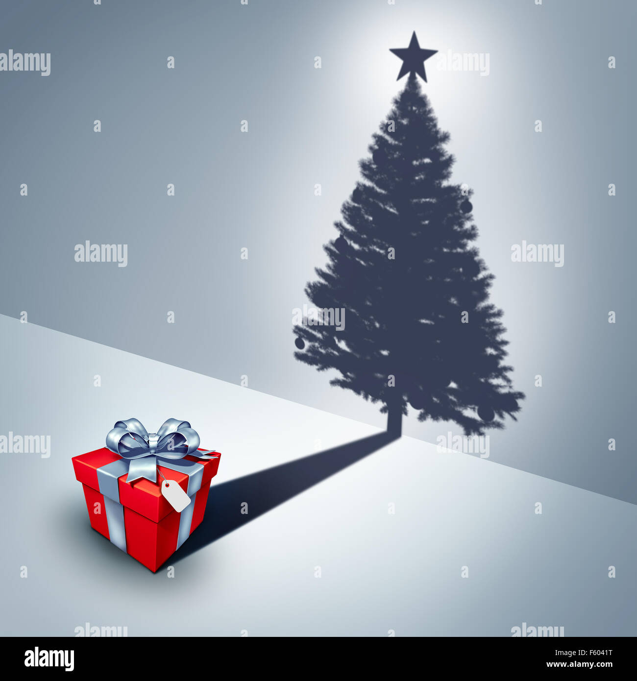 Holiday present dream concept as a gift casting a shadow shaped as a ...