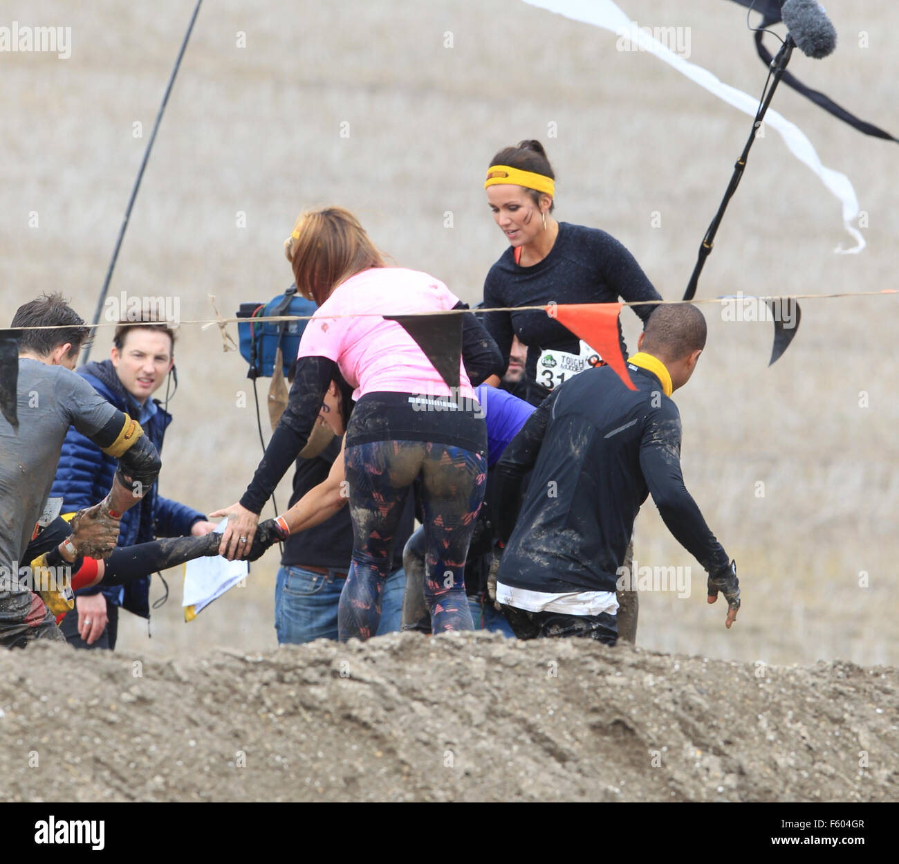 Tough Mums challenge, celebrities enter the muddy course. Featuring ...