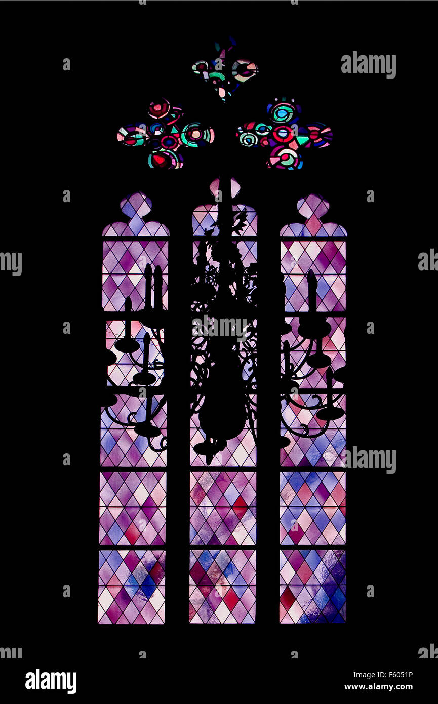 the colored rose window in the church in lichtenstein vaduz Stock Photo ...