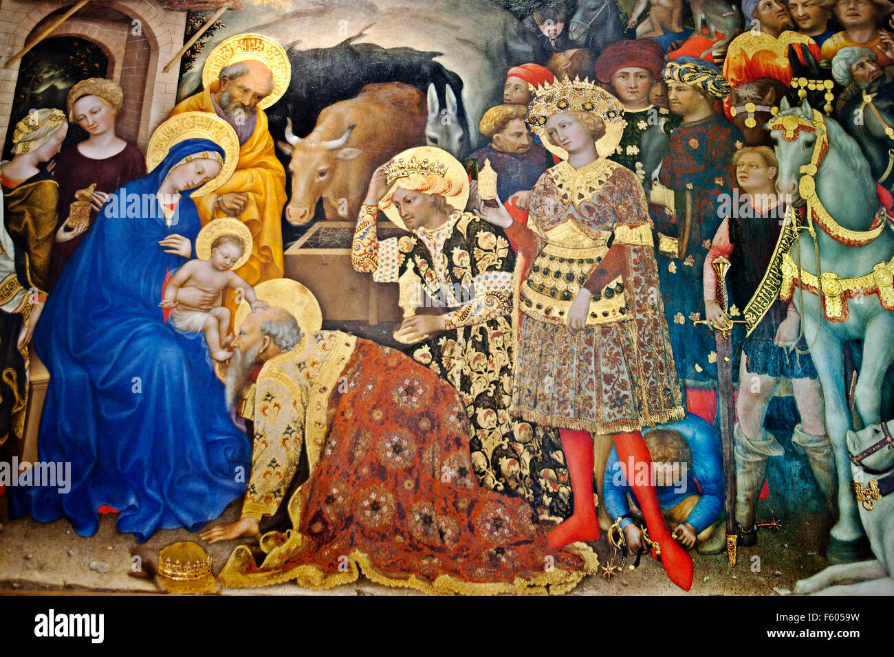Gentile da Fabriano, Adoration of the Magi,Pala Strozzi, three magi ...
