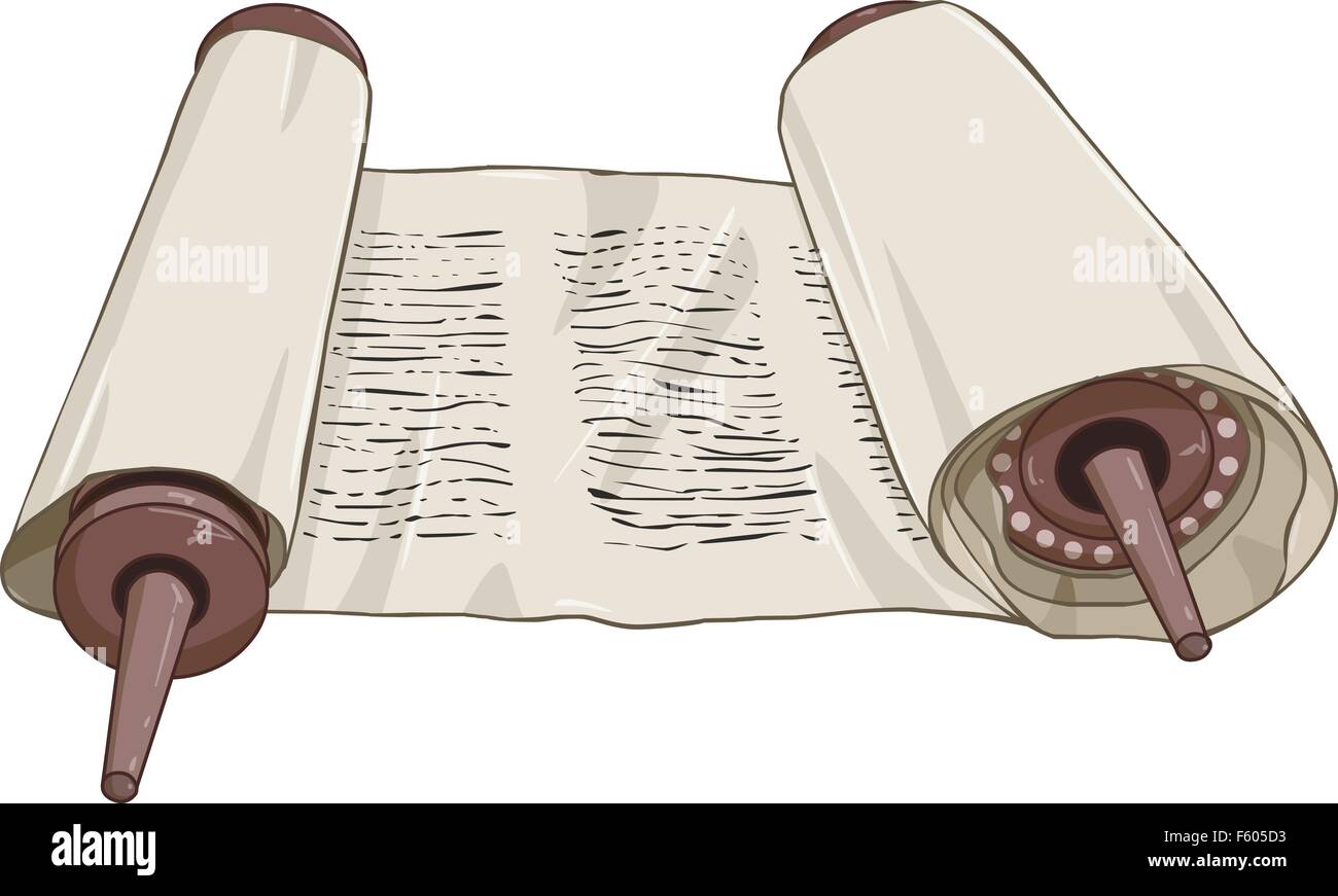 Vector illustration of an open torah scroll with text Stock Vector ...