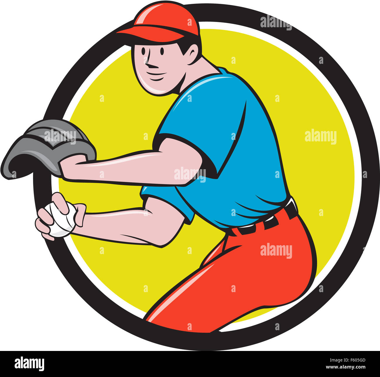 Illustration of a american baseball player pitcher outfilelder throwing ...