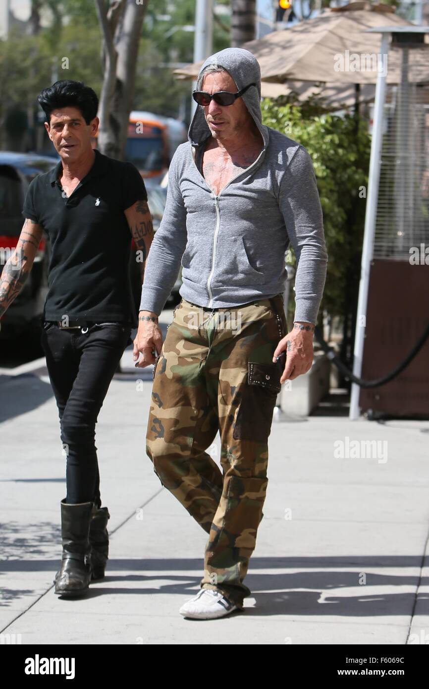 Mickey Rourke seen leaving Cafe Roma with friend Giuseppe Franco ...