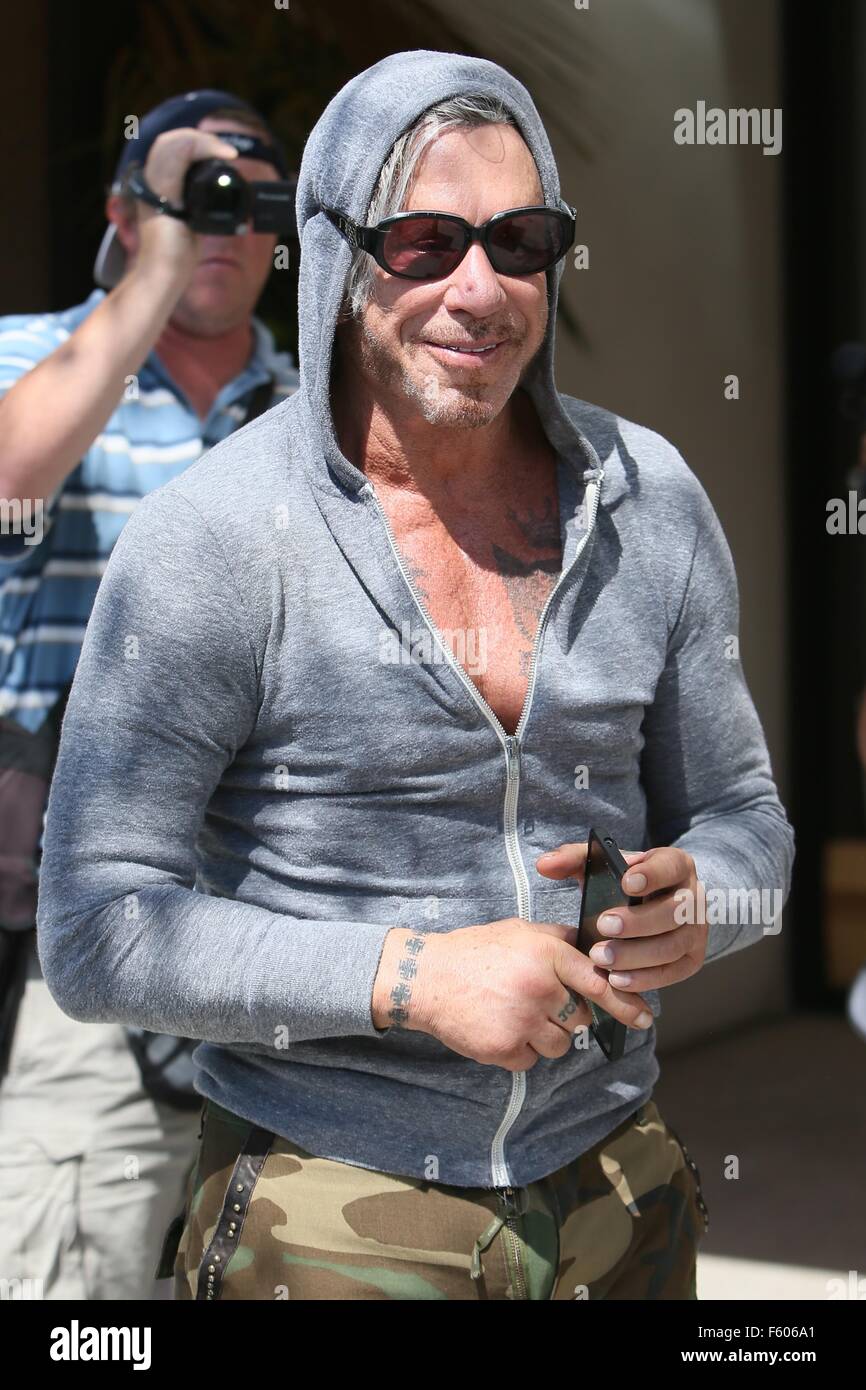 Mickey Rourke seen leaving Cafe Roma with friend Giuseppe Franco ...
