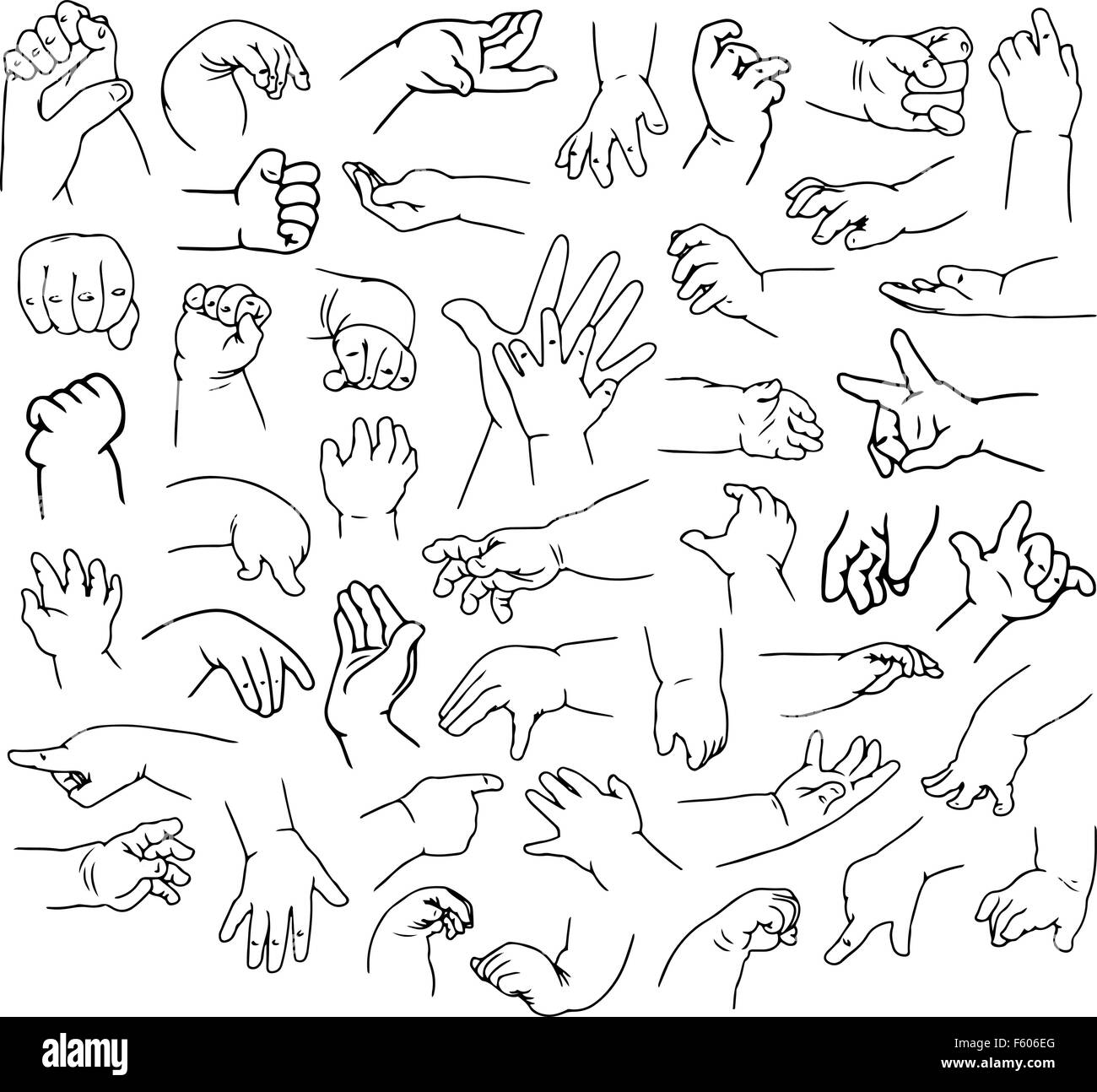 Vector illustrations pack of baby hands in various gestures Stock Vector Image & Art - Alamy