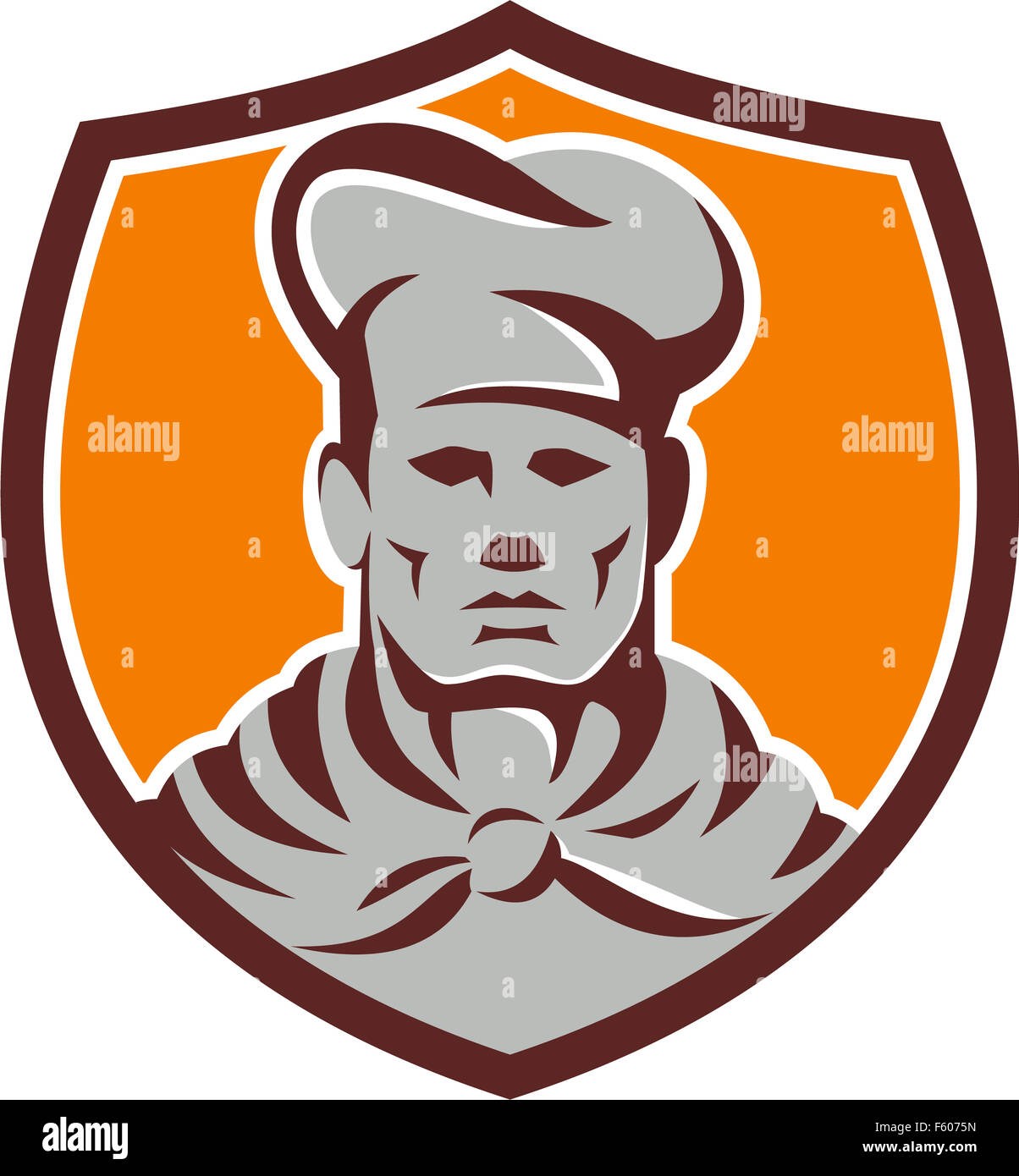 Illustration of a chef cook baker facing front set inside shield crest ...