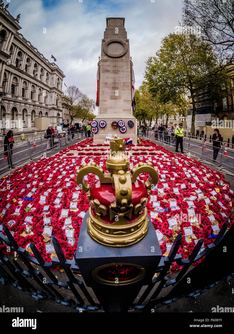London, UK. 9th November, 2015. Poppy wreaths at the Cenotaph for ...
