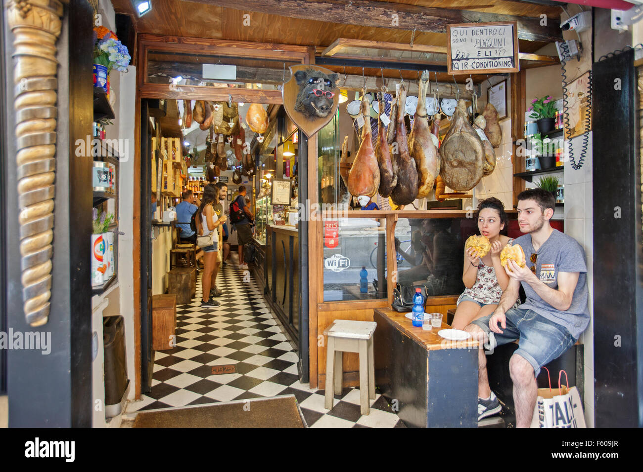Tapas shop florence italy people eating at bench appetizer hi-res stock ...