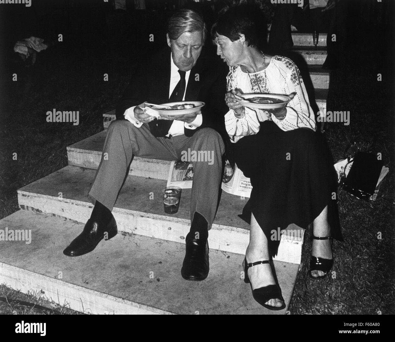 Chancellor Helmut Schmidt and his wife Loki are eating Labskaus (a ...