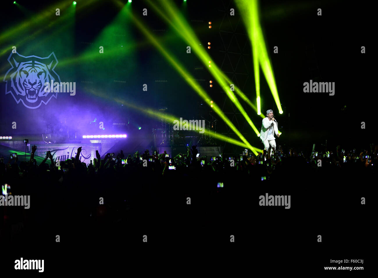 J Balvin performing live on stage during J Balvin Mi Familia' tour at ...