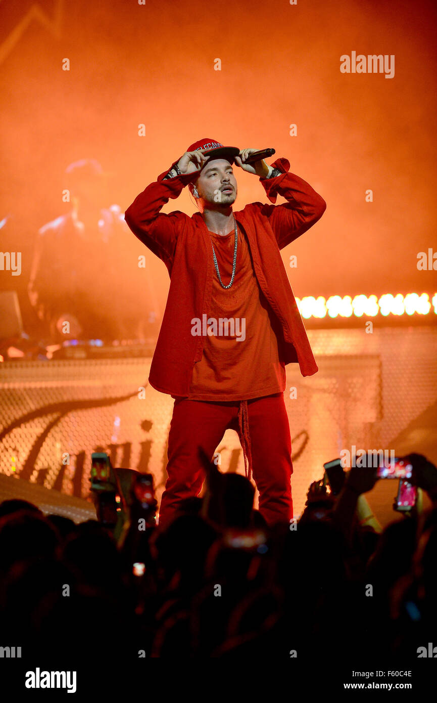 J Balvin performing live on stage during J Balvin Mi Familia' tour at ...