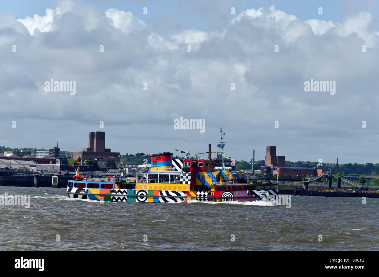 The Ferry 'Cross the Mersey, painted in bright colours, sailing from ...