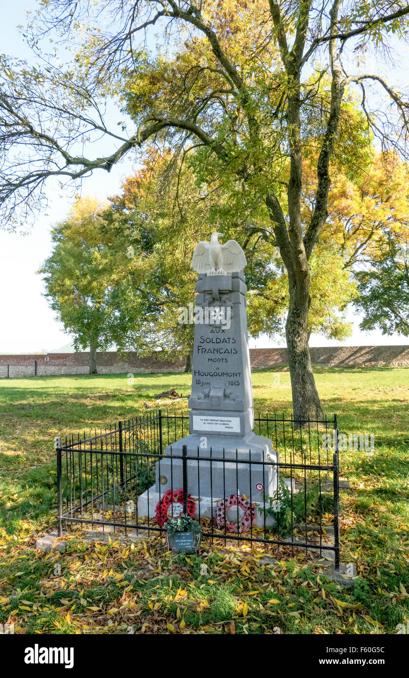 Memorial at Château d'Hougoumont to the French soldiers who died during the Battle of Waterloo ...