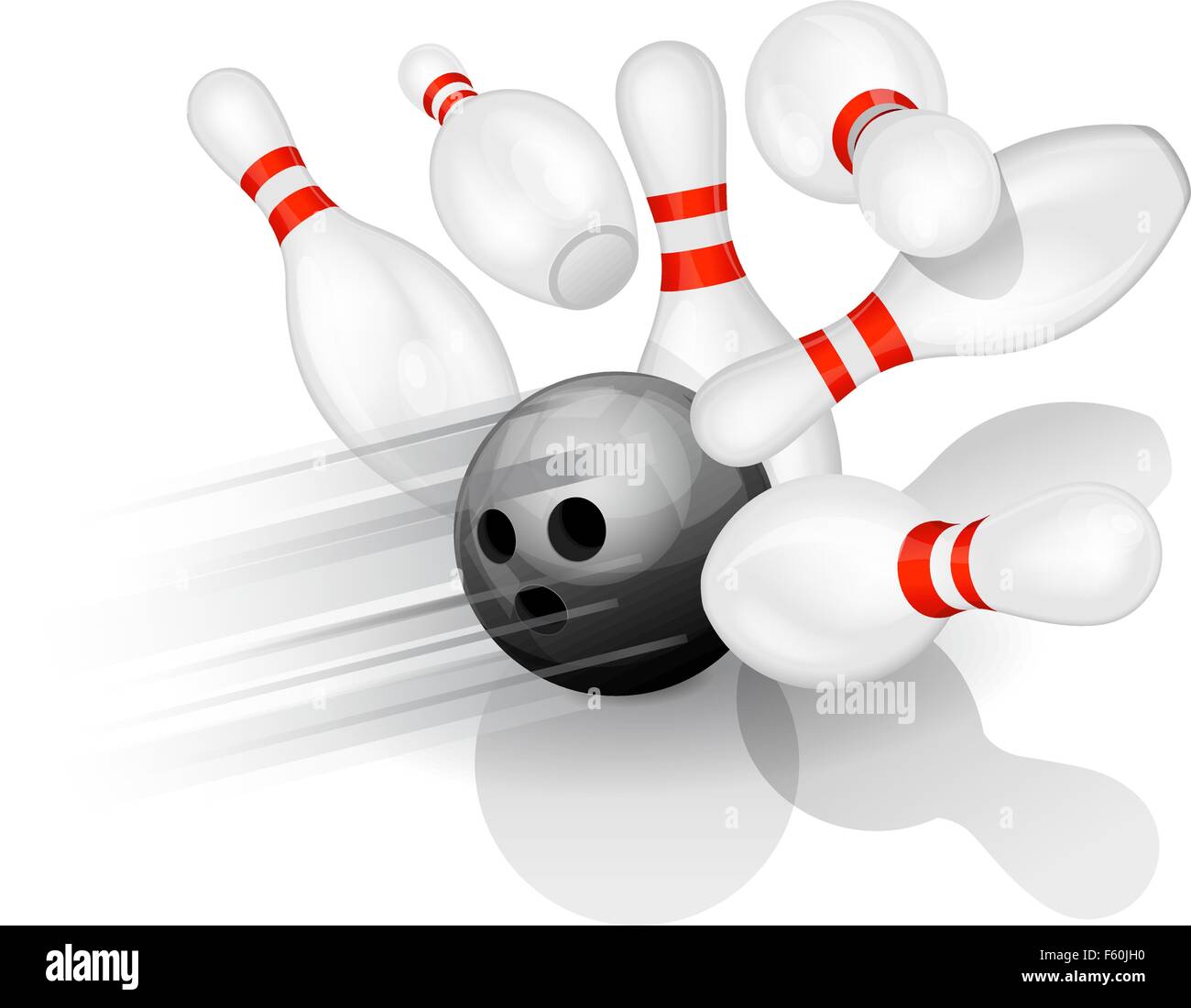 Ball crashing bowling pins Stock Vector Images - Alamy