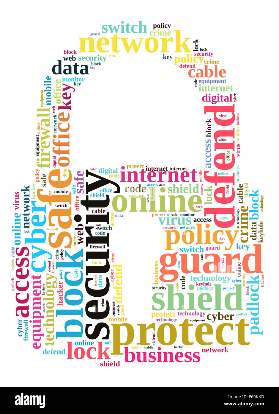 Security word cloud illustration concept over padlock shape Stock Photo ...