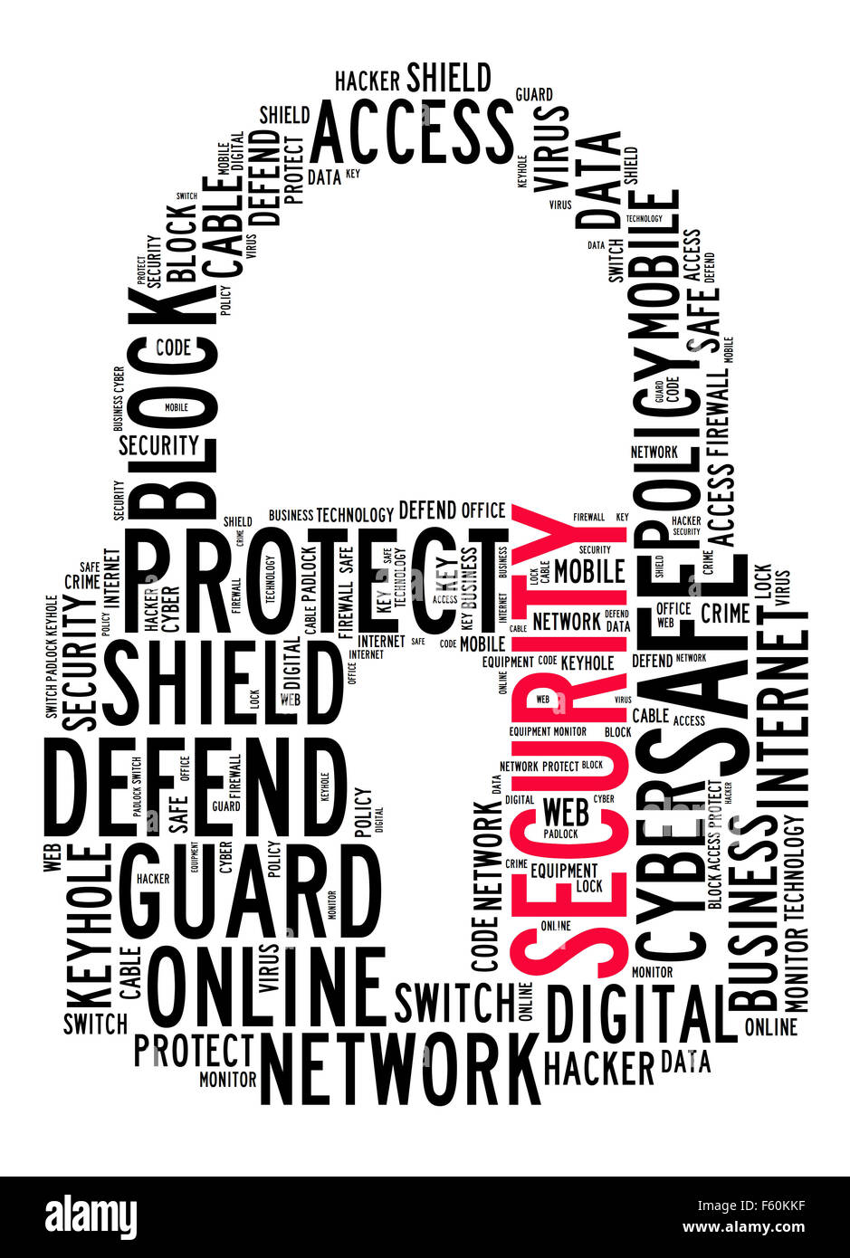Security word cloud illustration concept over padlock shape Stock Photo ...