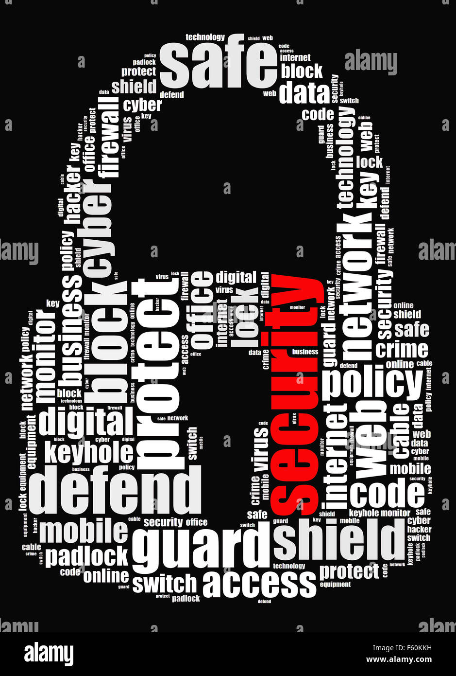 Security word cloud illustration concept over padlock shape Stock Photo ...