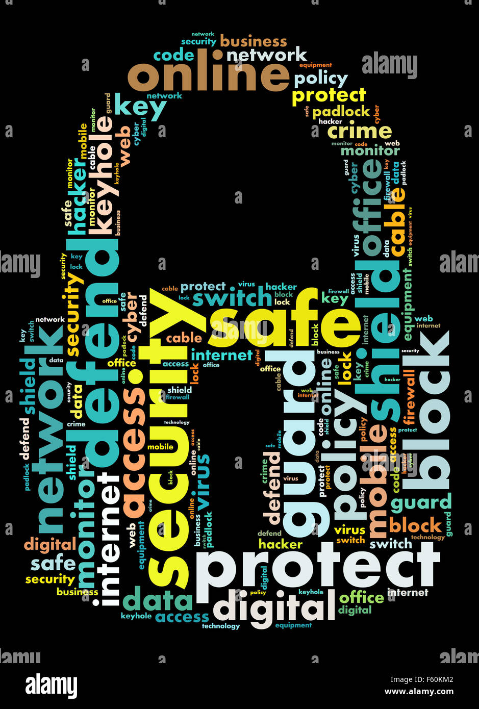 Security word cloud illustration concept over padlock shape Stock Photo ...