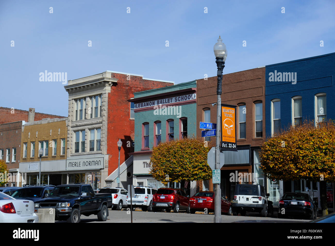 Main street of small town. Lebanon, Indiana Stock Photo - Alamy