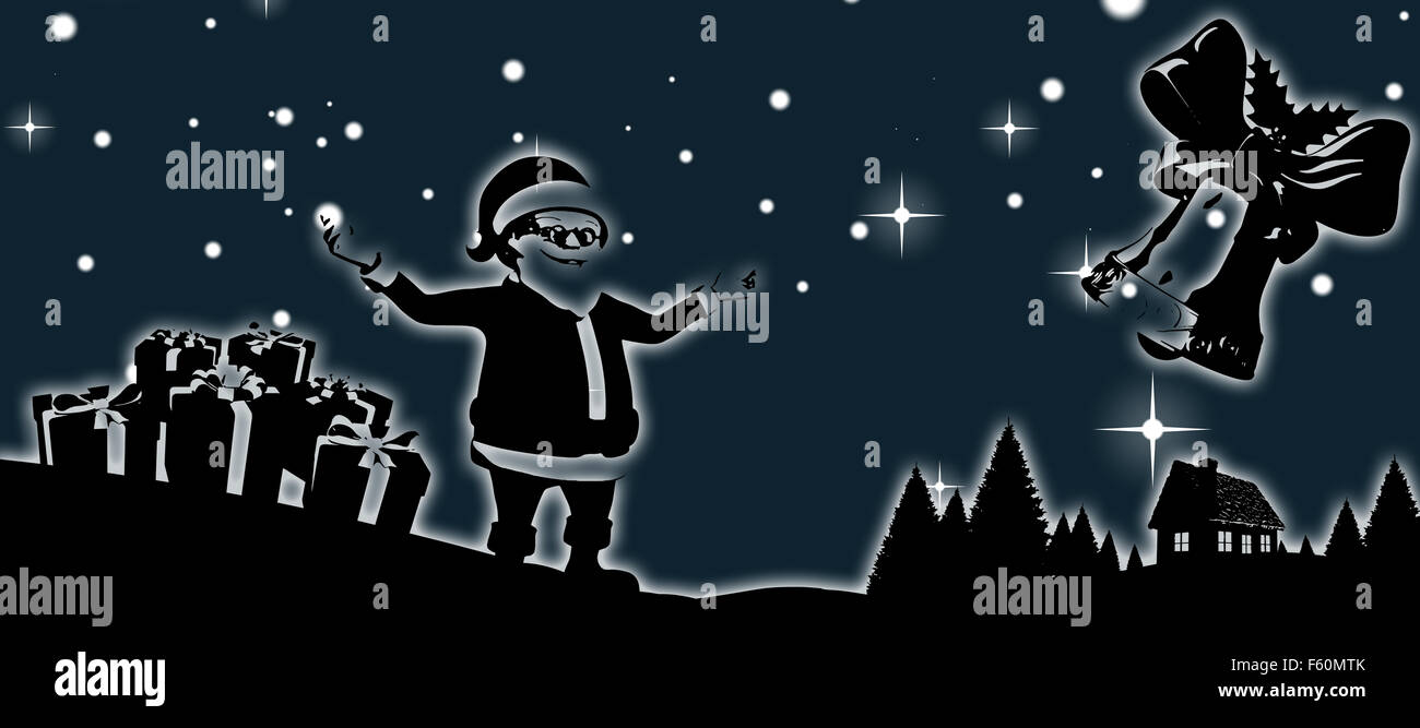 Composite image of christmas scene silhouette Stock Photo - Alamy