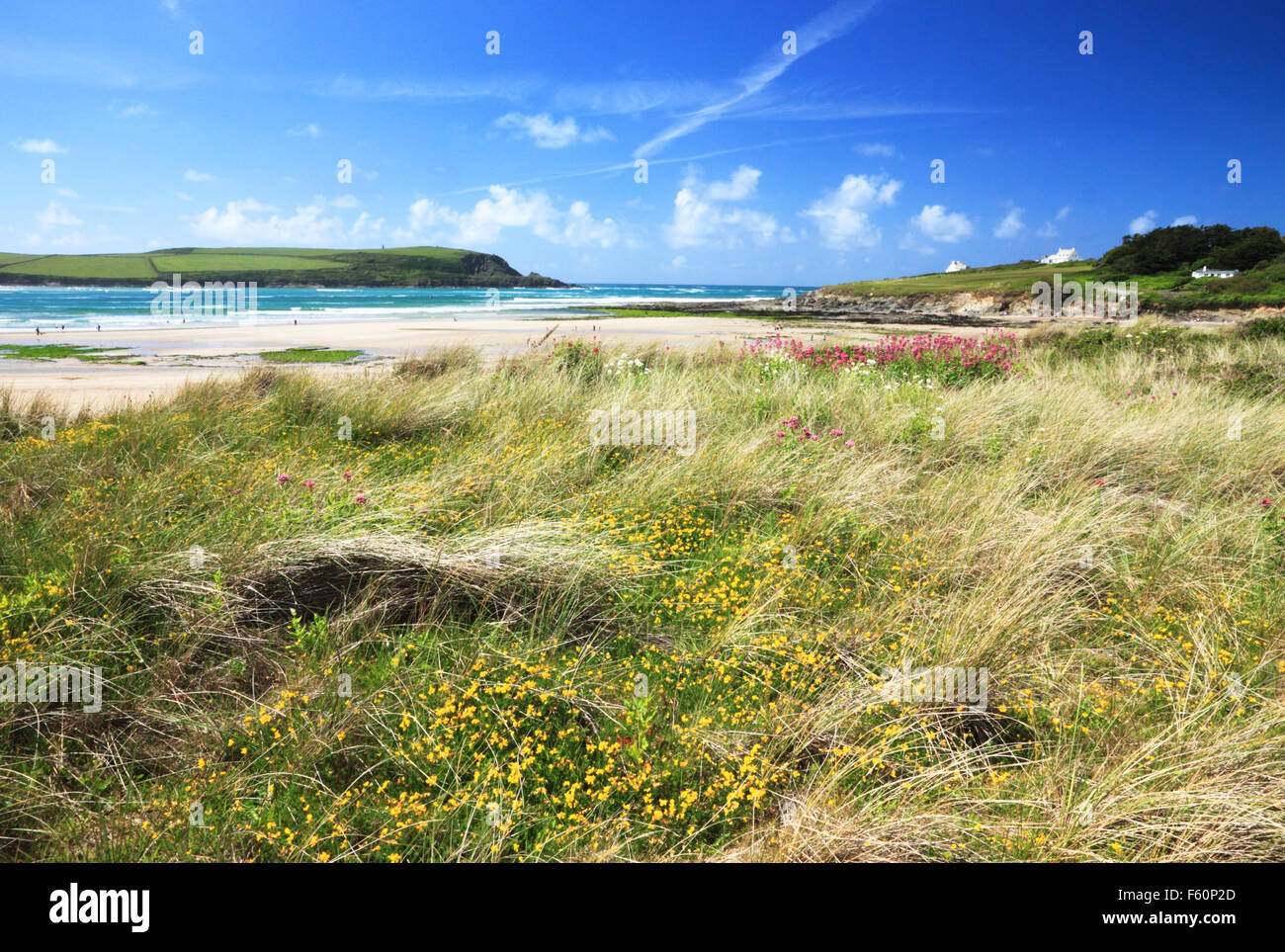 View from Trebetherick towards the Camel estuary and Stepper Point near ...
