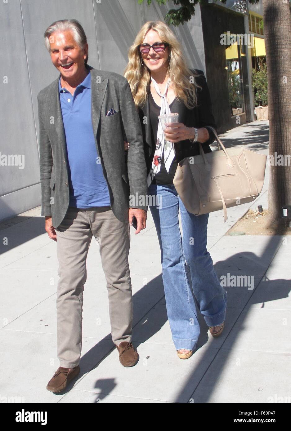 George Hamilton and Alana Stewart enjoy lunch together at Cafe M in ...