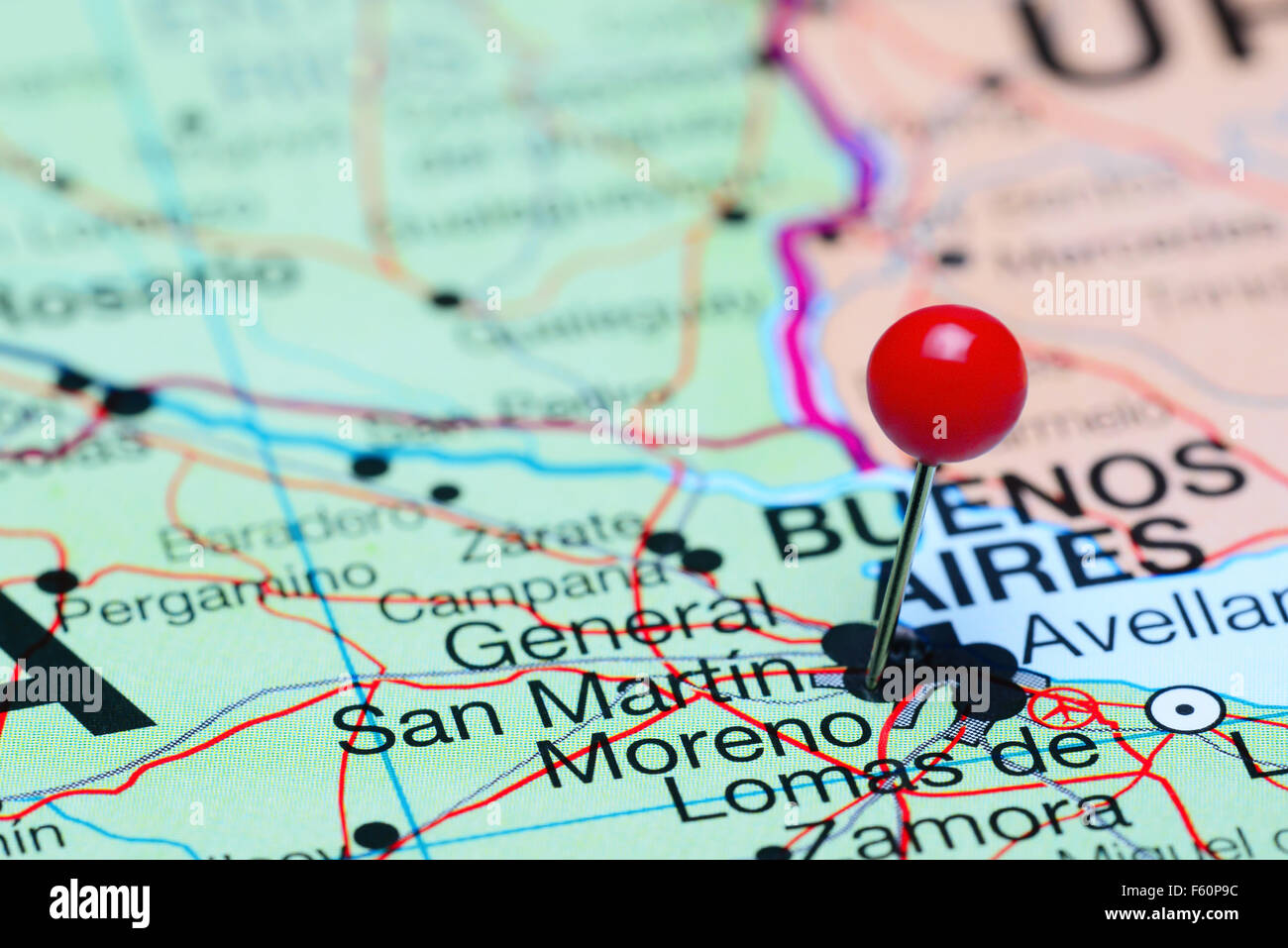 Moreno pinned on a map of Argentina Stock Photo - Alamy