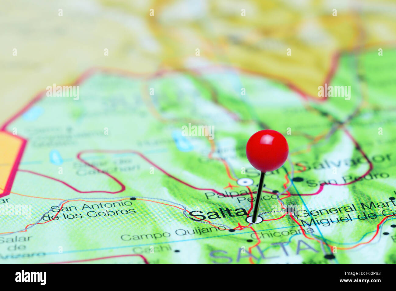 Salta pinned on a map of Argentina Stock Photo - Alamy
