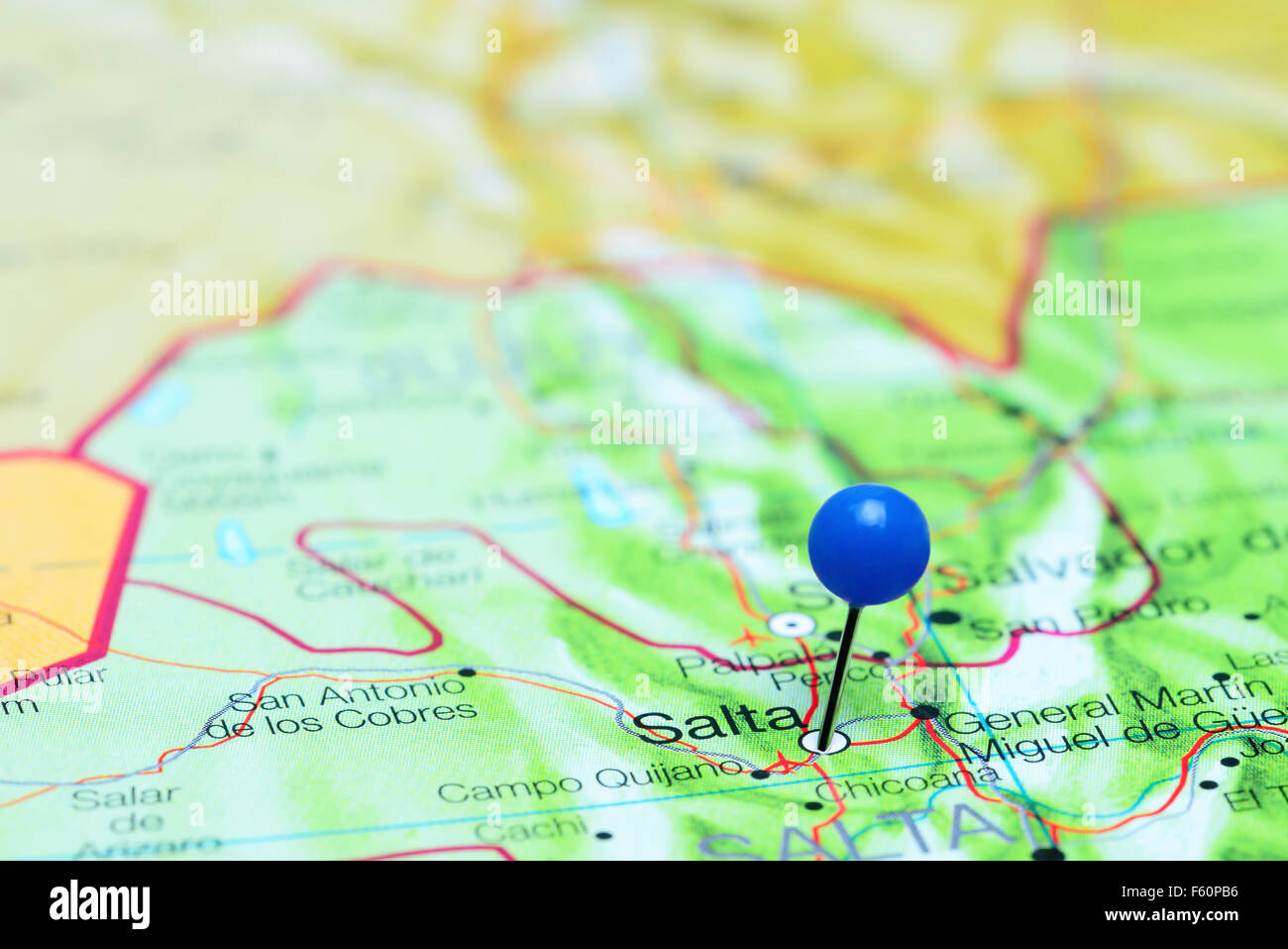 Salta pinned on a map of Argentina Stock Photo - Alamy