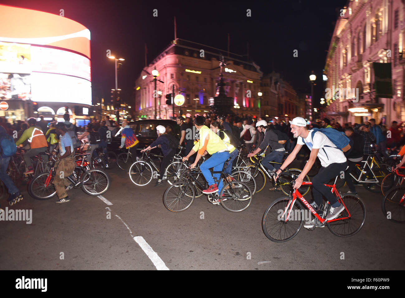 Bike riders take part in a Bike Protest in central London Featuring ...