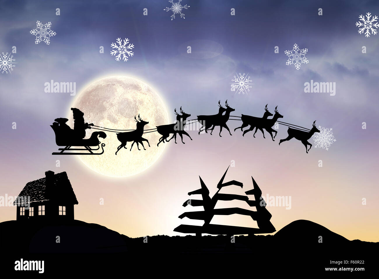 Composite image of christmas scene silhouette Stock Photo - Alamy