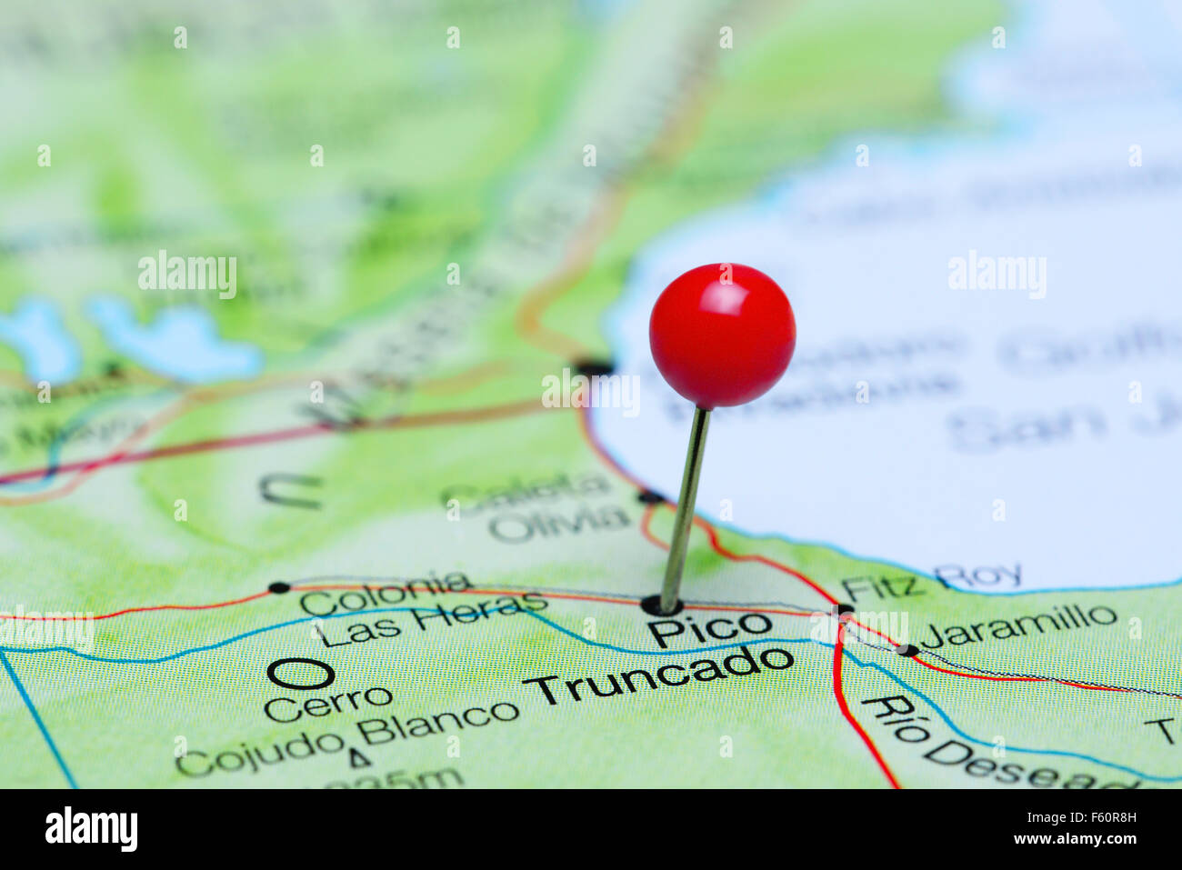 Pico Truncado pinned on a map of Argentina Stock Photo - Alamy