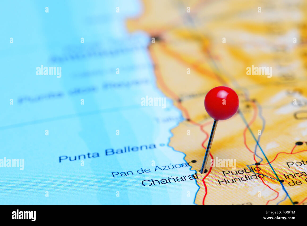 Chanaral pinned on a map of Chile Stock Photo - Alamy