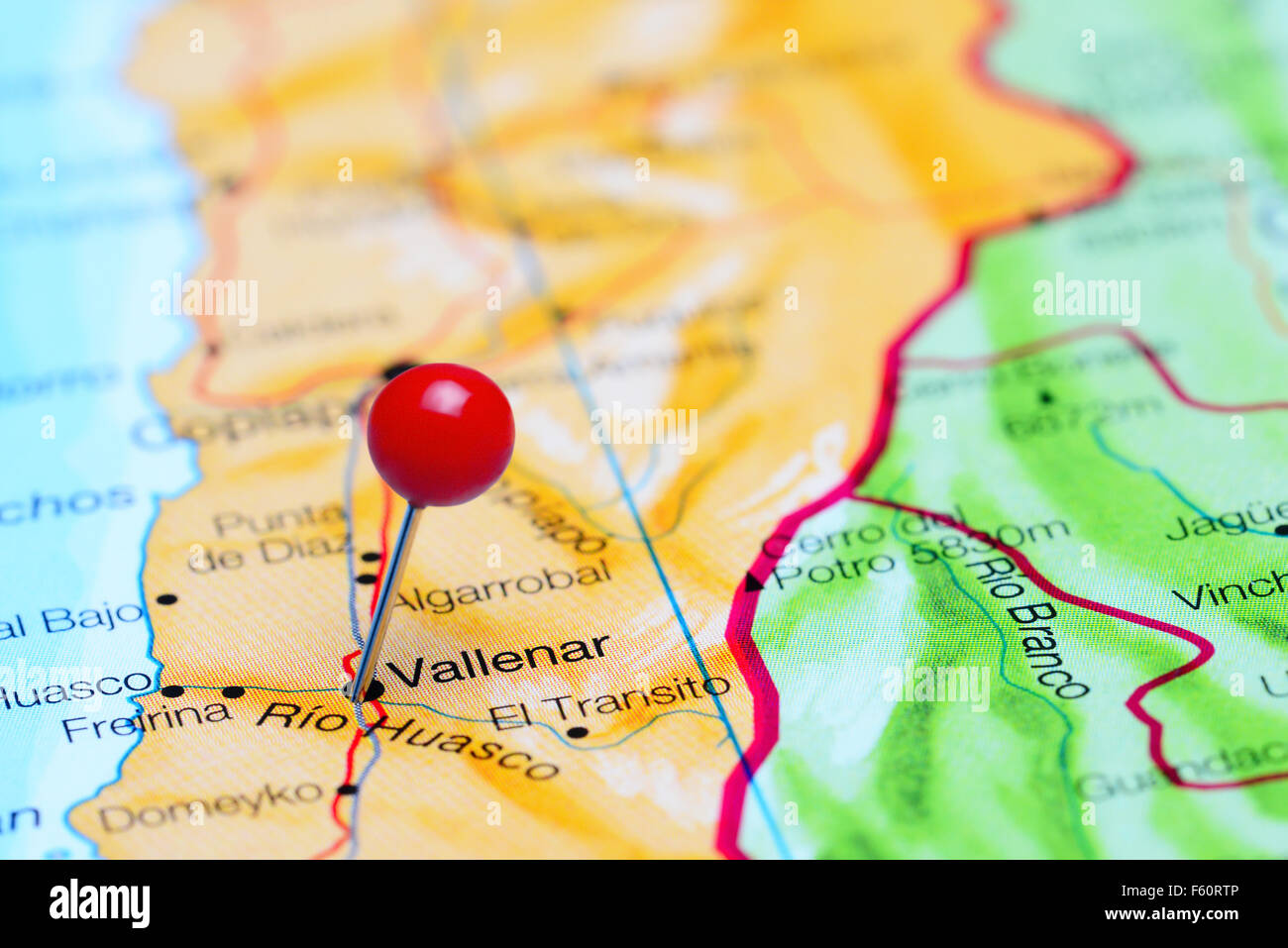 Vallenar pinned on a map of Chile Stock Photo - Alamy