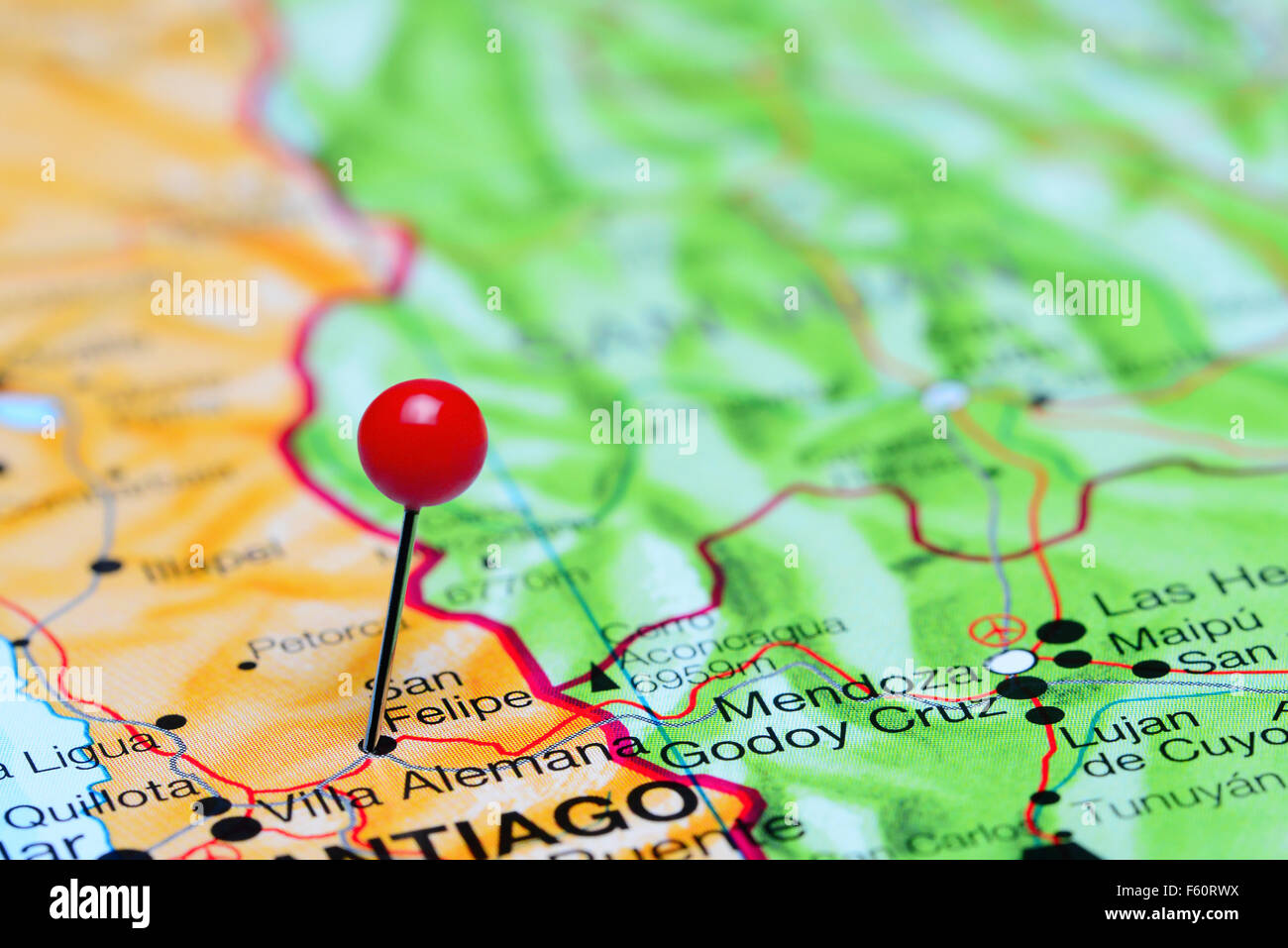 San Felipe pinned on a map of Chile Stock Photo - Alamy