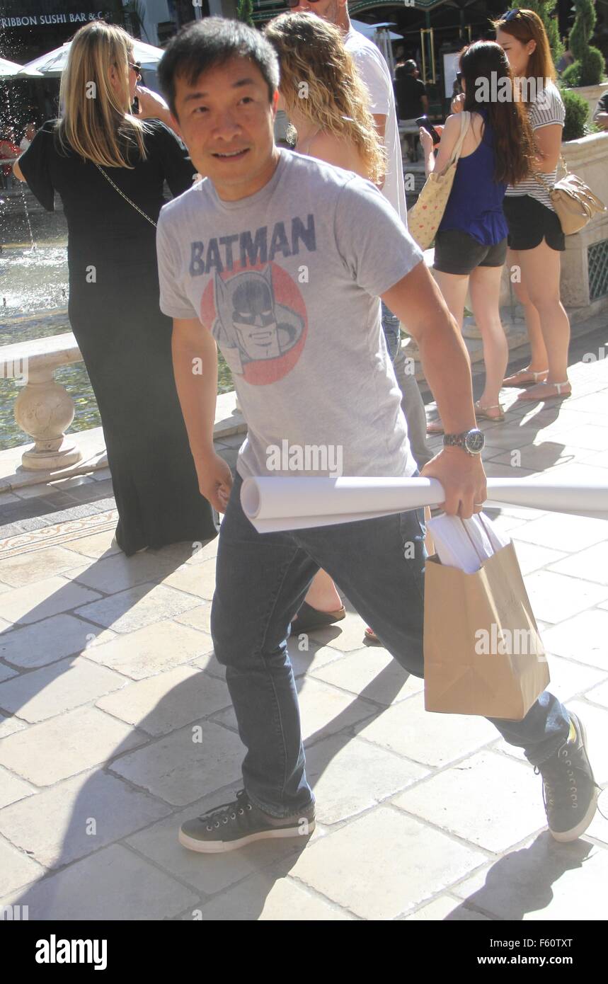 Jim Lee with his family goes shopping at the Grove in Hollywood, CA ...