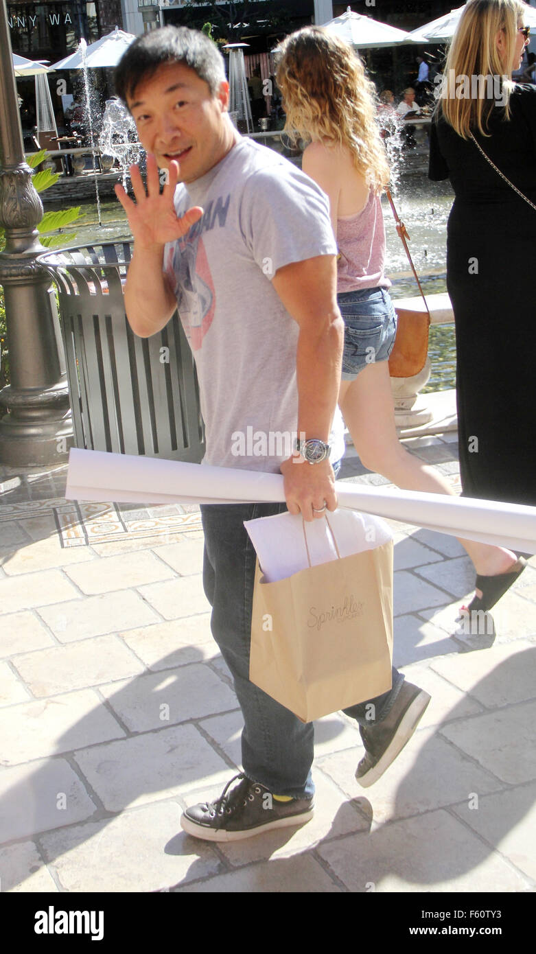 Comic book artist Jim Lee out shopping with his family at The Grove in ...
