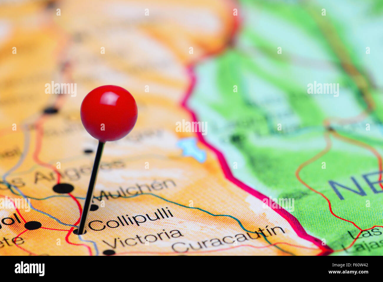 Collipulli pinned on a map of Chile Stock Photo - Alamy