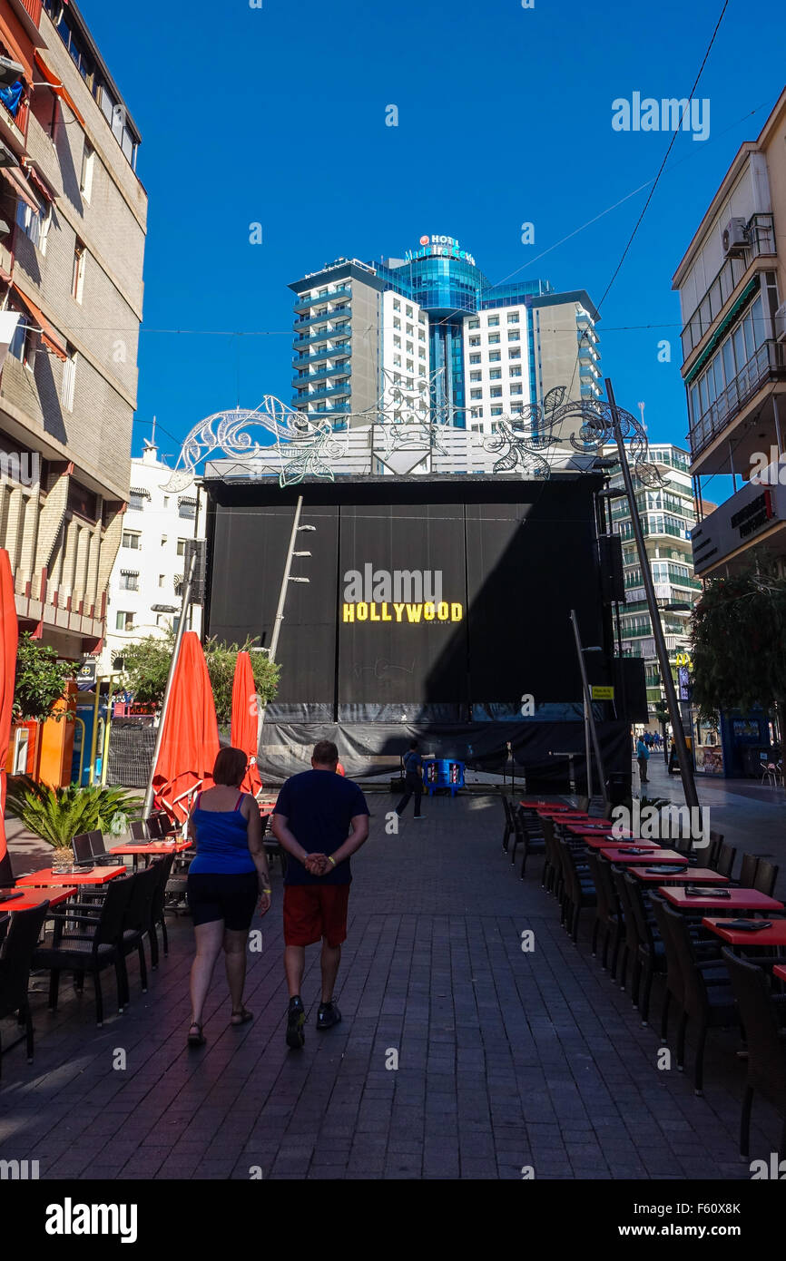 Benidorm, Spain. 10th November, 2015. A giant mobile stage is erected ...
