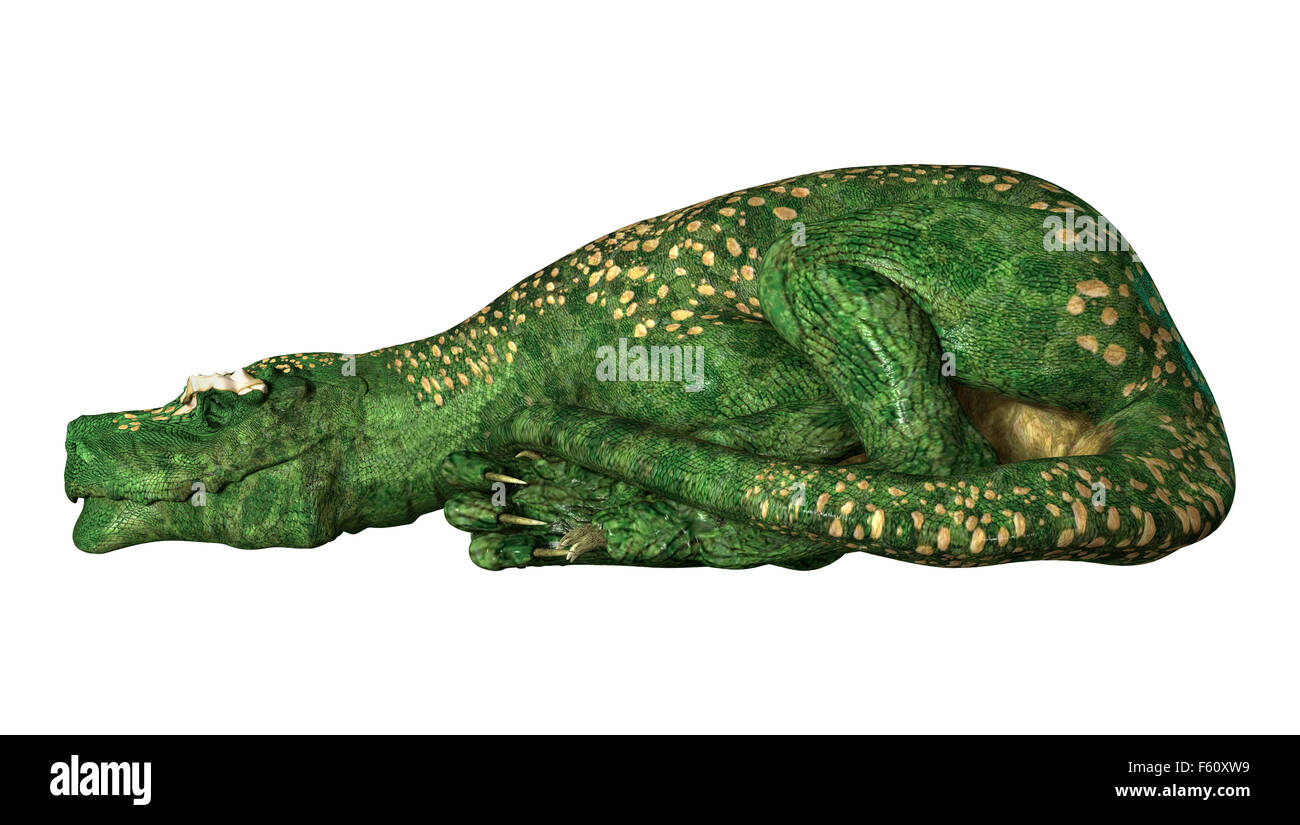 3D digital render of a dinosaur tyrannosaurus sleeping isolated on ...