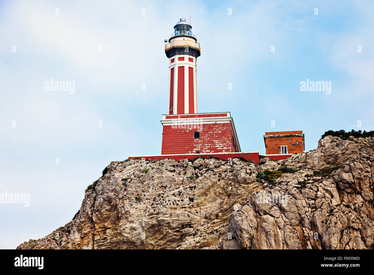 Capri Island Lighthouse on the cliff. Capri, Campania, Italy Stock ...