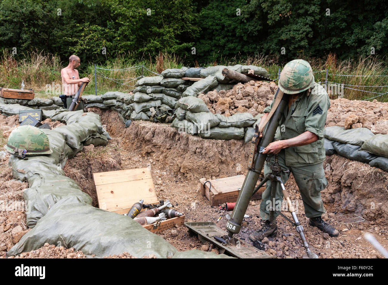 Vietnam war Rolling Thunder re-enactment group. Marine, US soldier, in ...