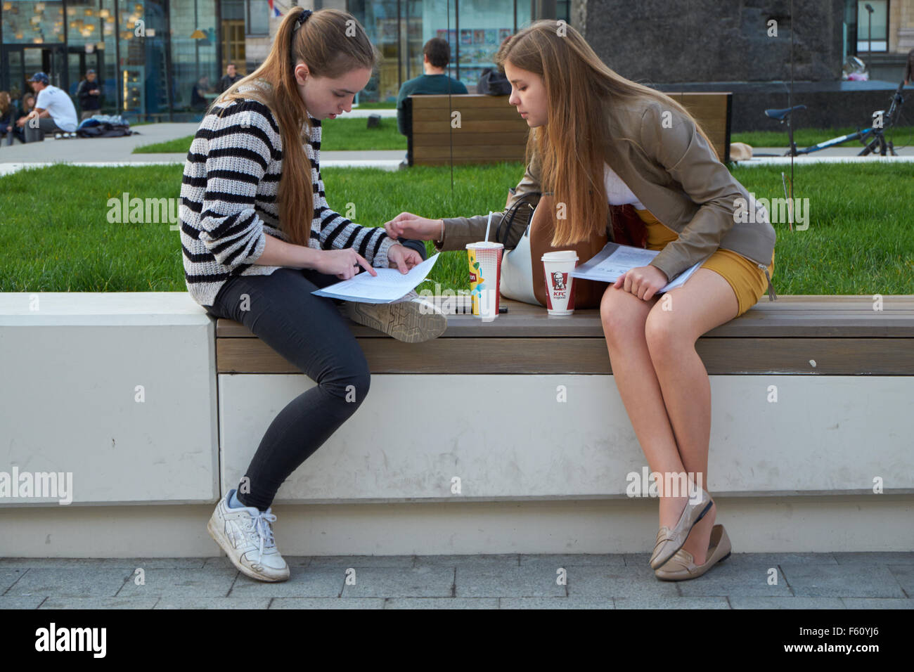 two girls studying Stock Photo - Alamy