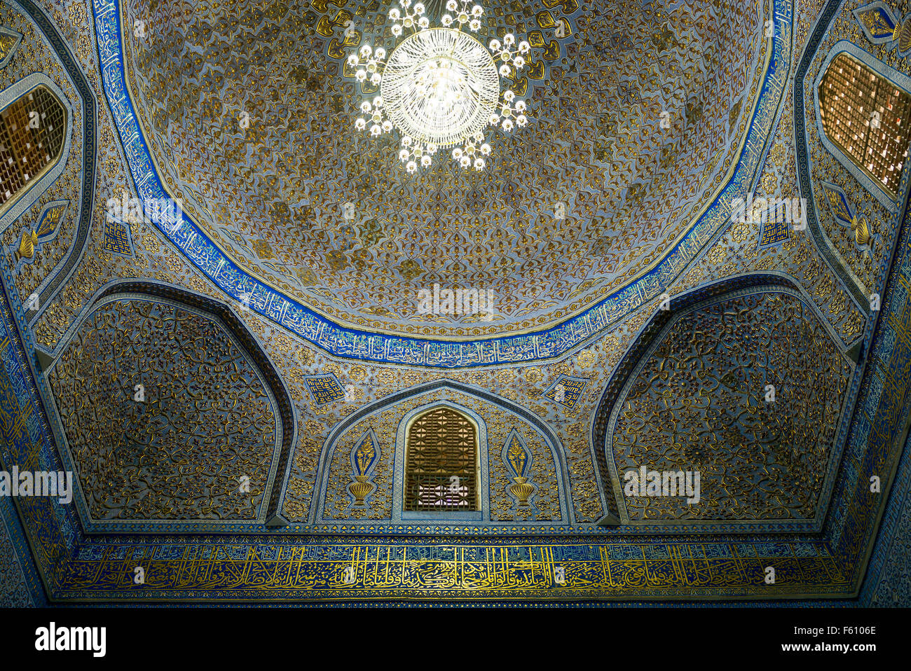 Uzbekistan, Samarkand, the inside of the Gur-Emir mausoleum that ...