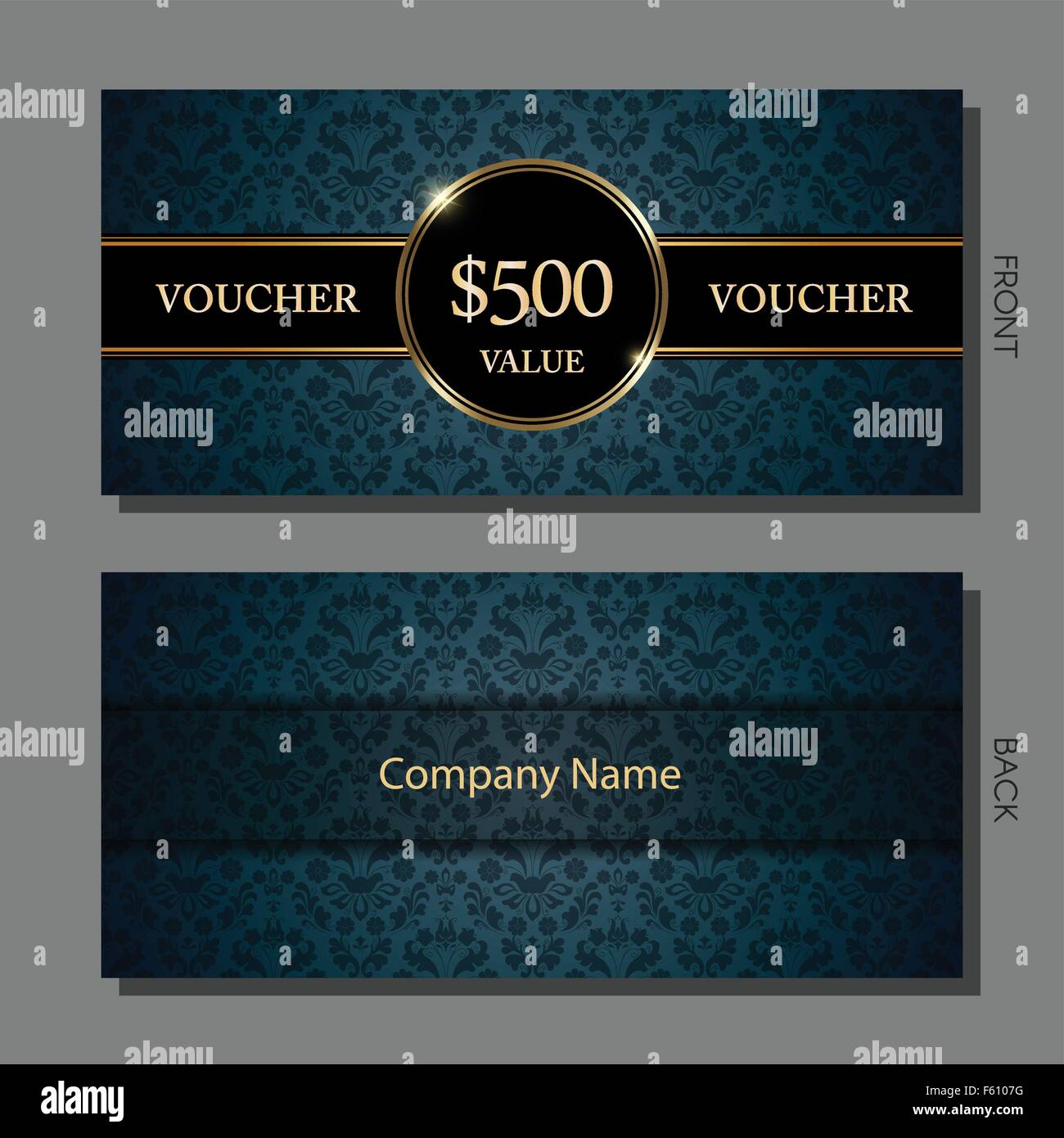 Elegant Gift Voucher Template With Damask Pattern Stock Vector Image ...